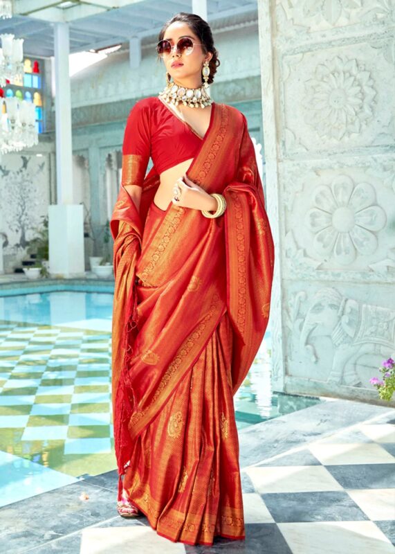 Royal Red Banarasi Saree - Urban Womania