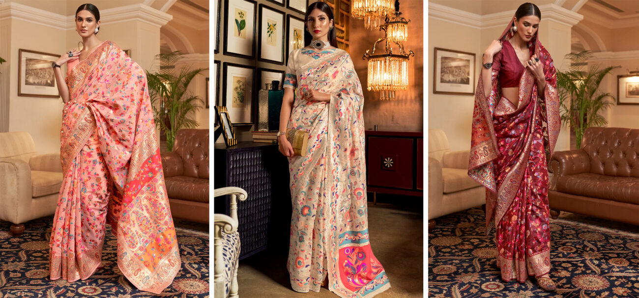 Shop for Kashmiri Jamawar Sarees Online - Urban Womania