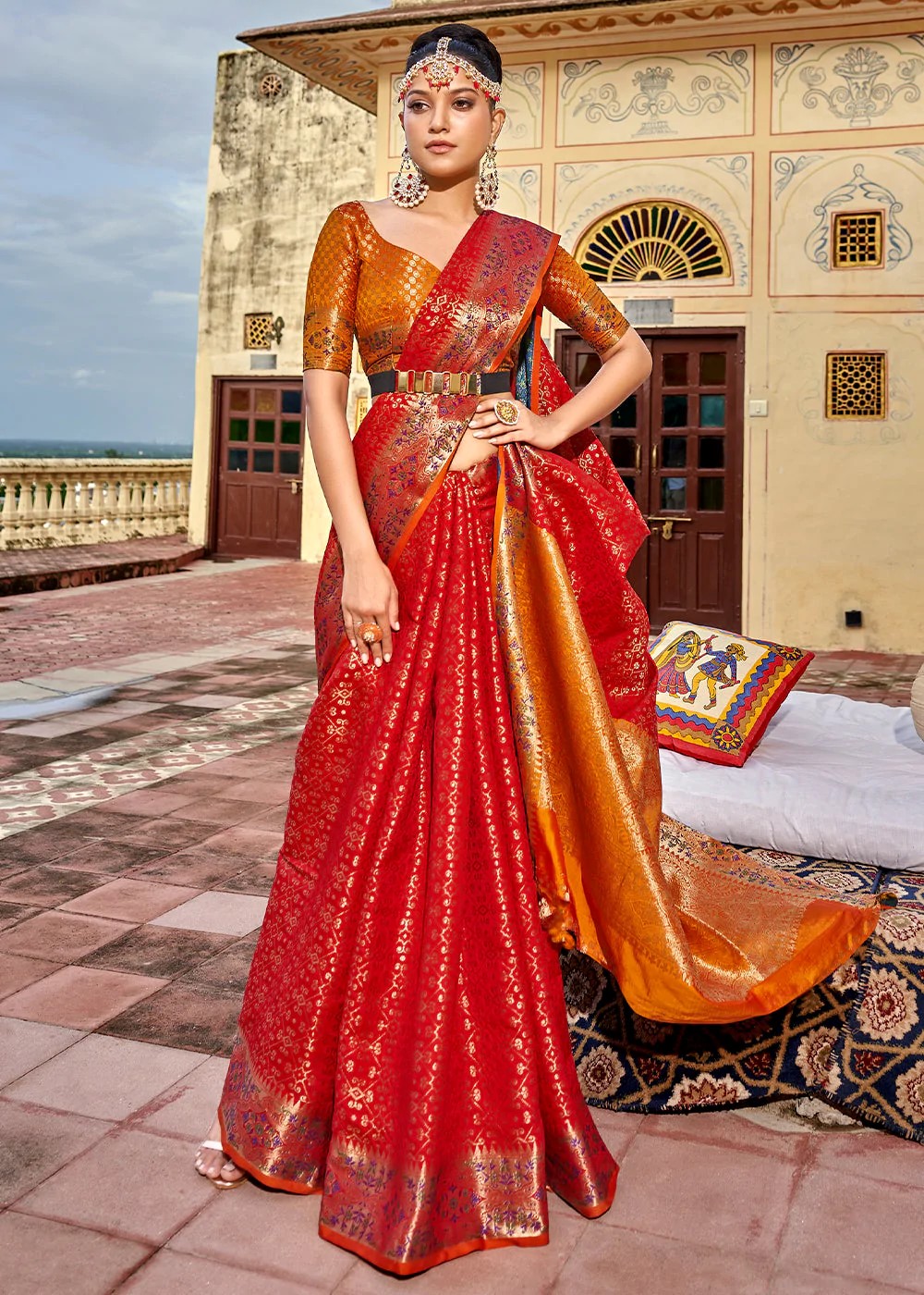 Spicy Red Woven Patola Silk Saree - Urban Womania